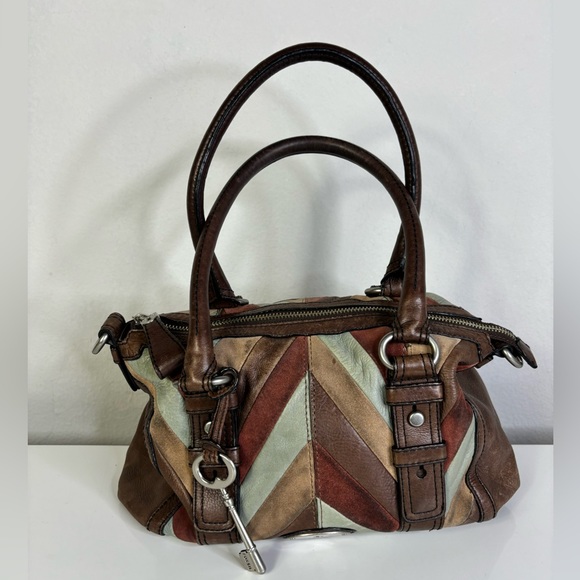 Fossil | Bags | Vintage Y2k Fossil Maddox Brown Leather Chevron ...